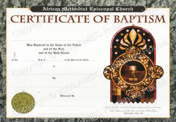 AME Certificate of Church Membership – Spirit Filled Christian Bookstore